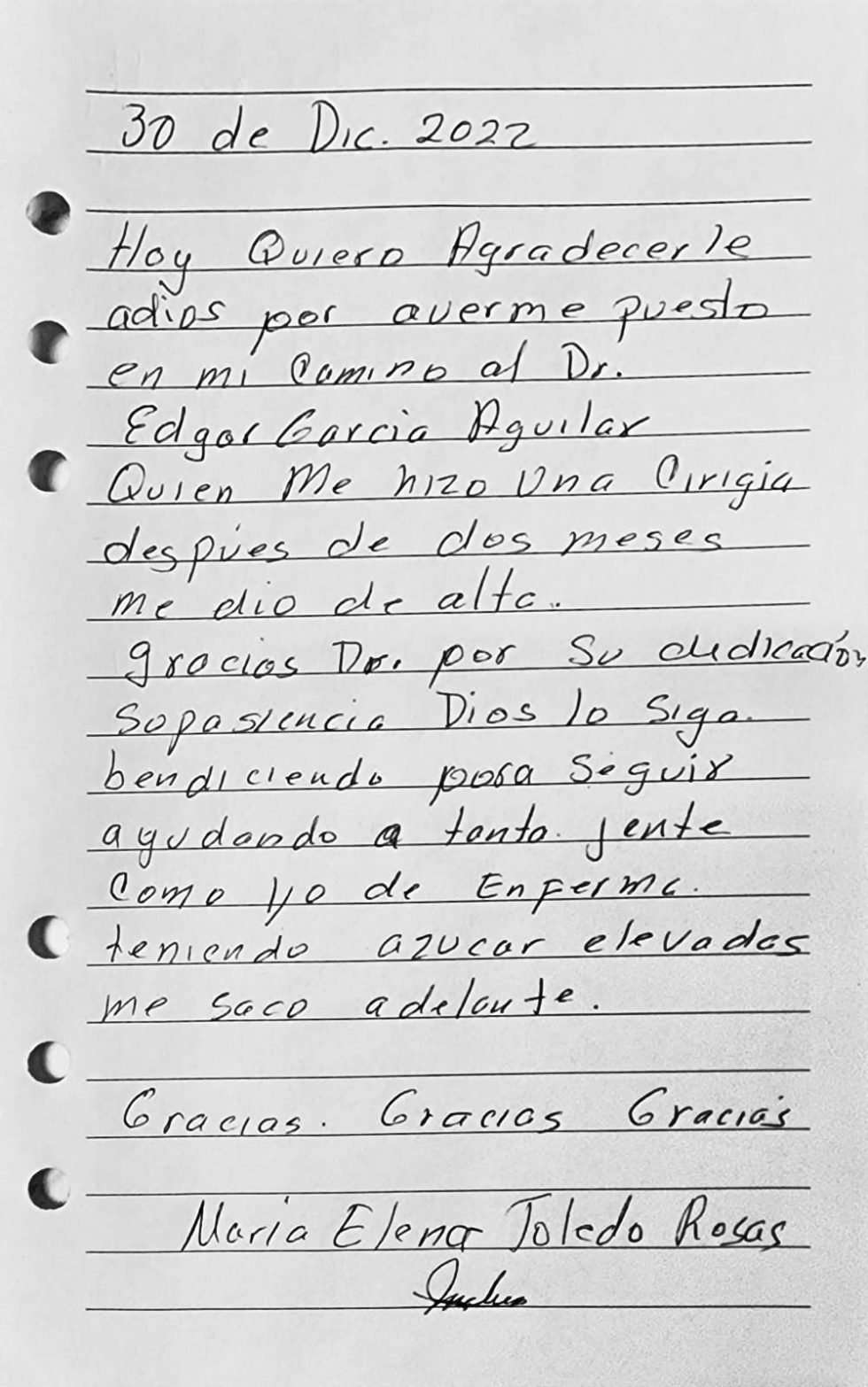 Paciente María Elena Toledo Rosas | Cirujano Gastroenterólogo Dr. Edgar ...